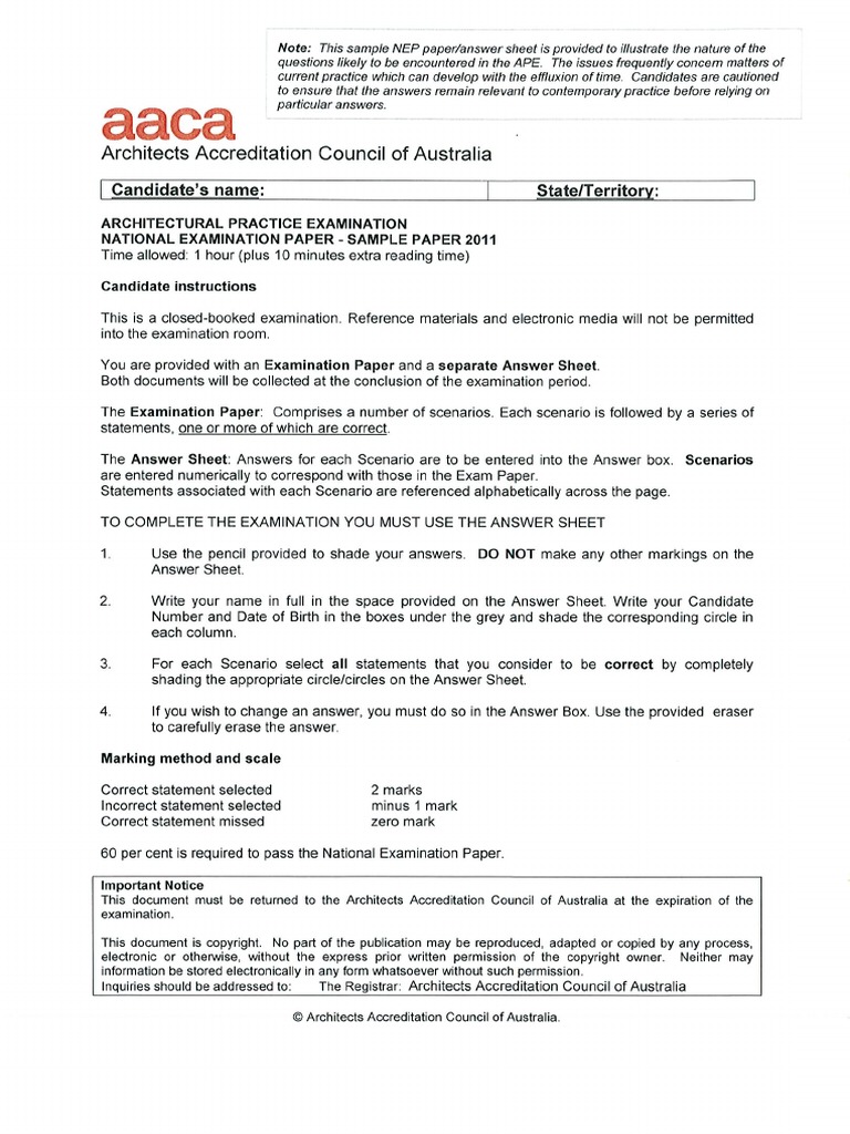 Sample NEP Question Sheet August 2011 | PDF