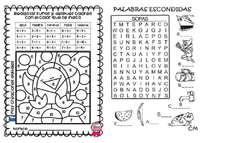 Sumas y Sopa de Letras | PDF