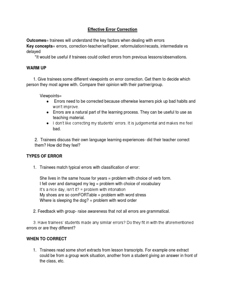 Effective Error Correction | PDF | Learning | Linguistics