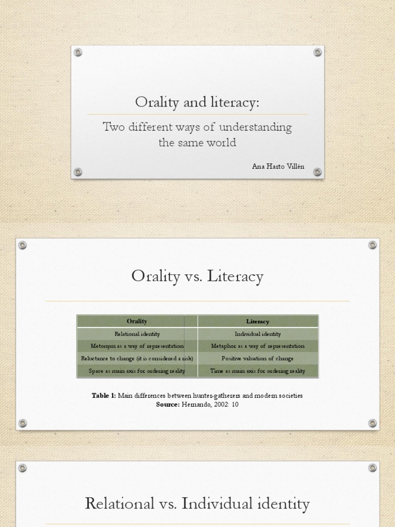 Orality and Literacy:: Two Different Ways of Understanding The Same ...