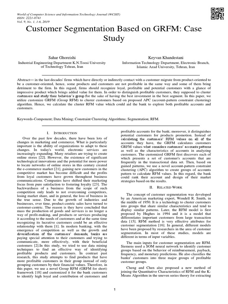 Customer Segmentation Based On GRFM Case Study | PDF | Cluster Analysis | Market Segmentation