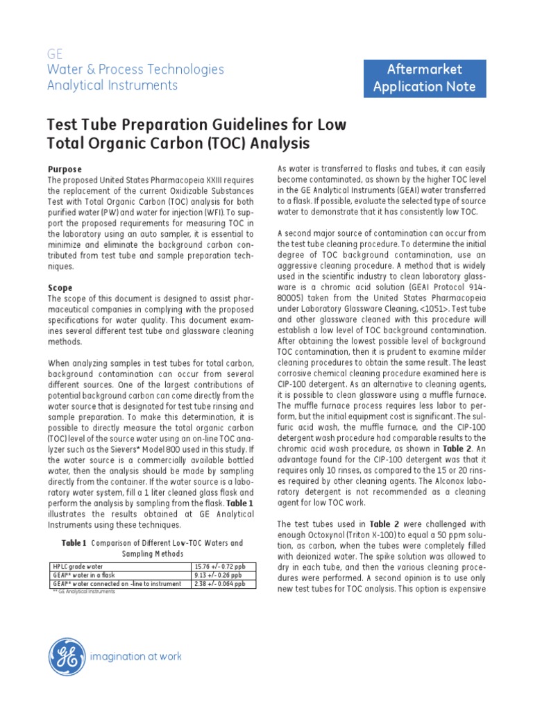 Toc Glassware Cleaning | PDF | Total Organic Carbon | Chemistry