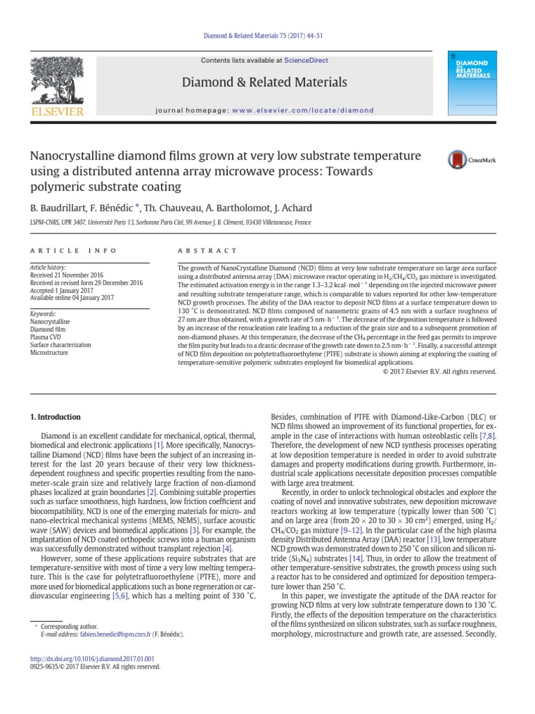 Diamond and Related Materials Volume 75 Issue 2017 | PDF | Activation ...