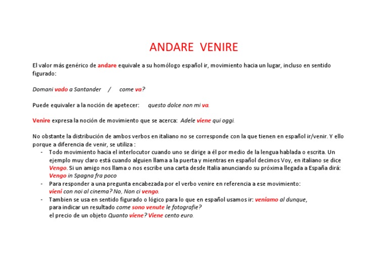 Andare Venire | PDF