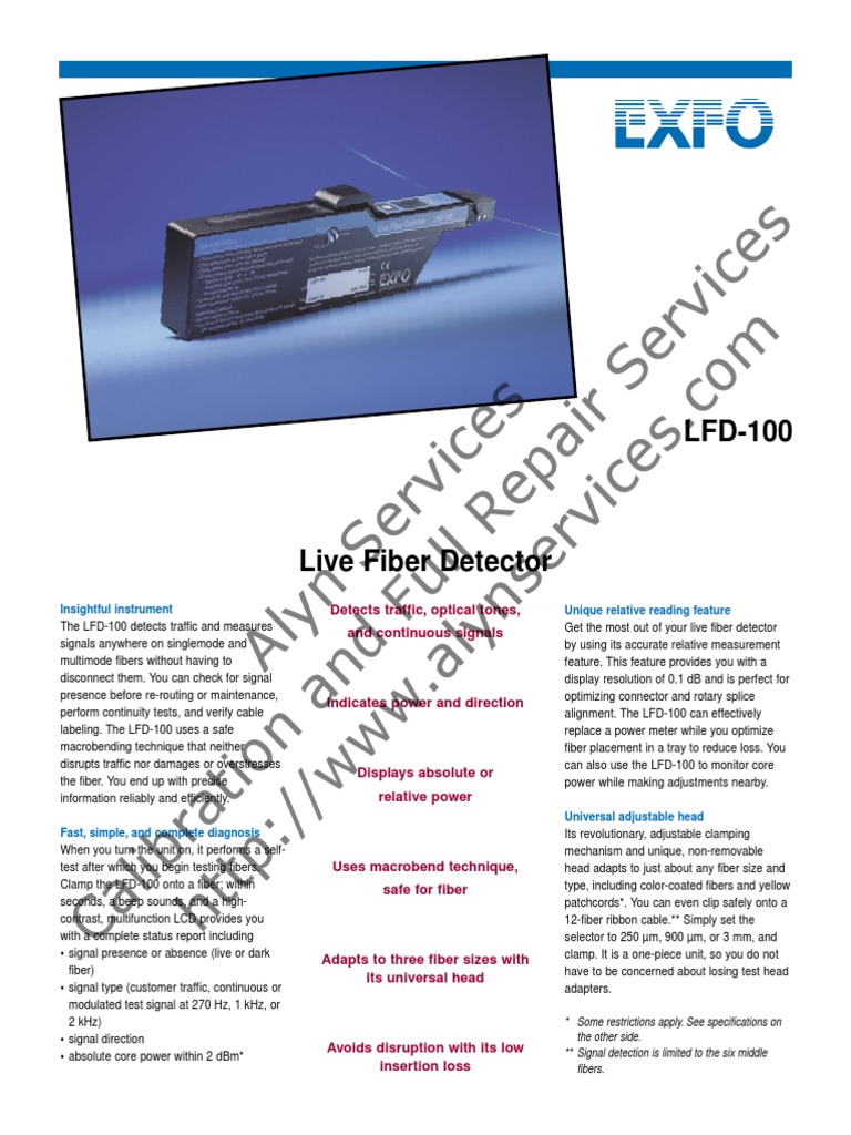 Exfo LFD-100 DS | PDF | Optical Fiber | Decibel
