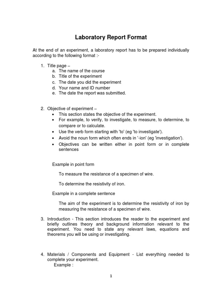 Laboratory Report Format - Engineering Technology Course | PDF ...