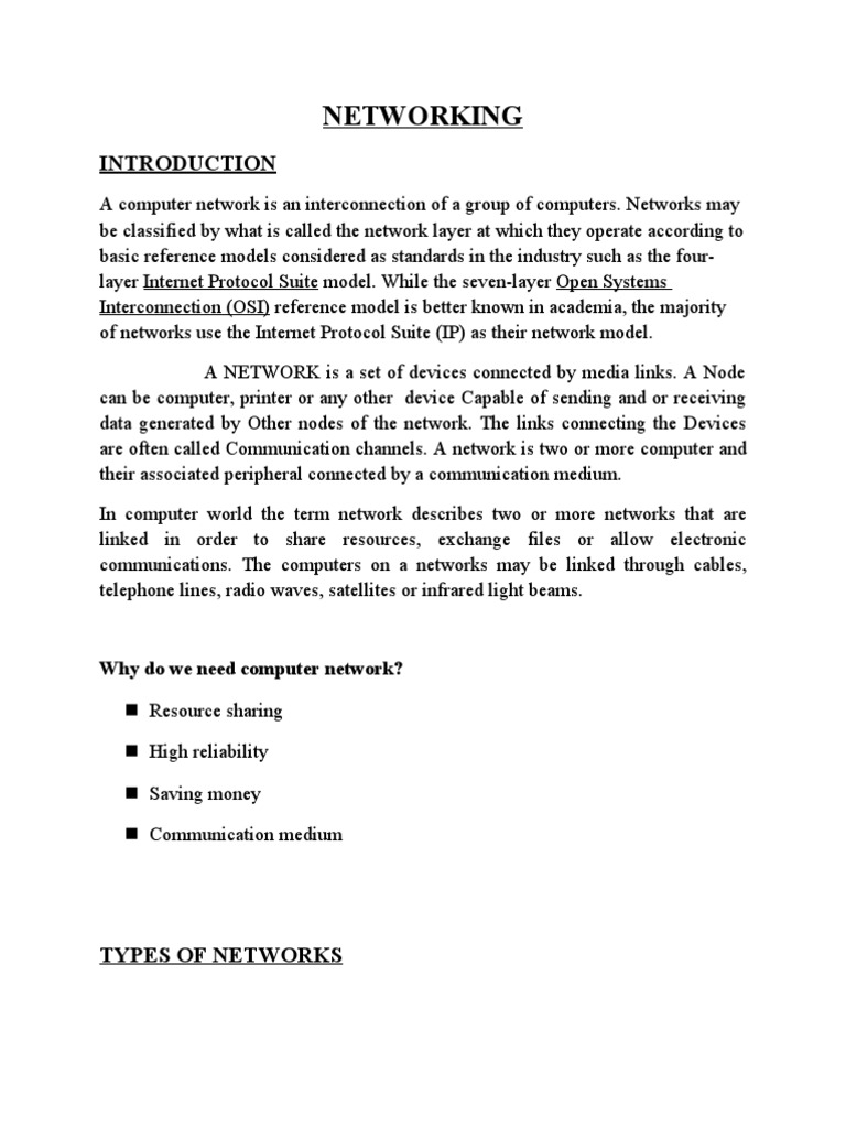 Networking: Why Do We Need Computer Network? | Download Free PDF | Bios ...