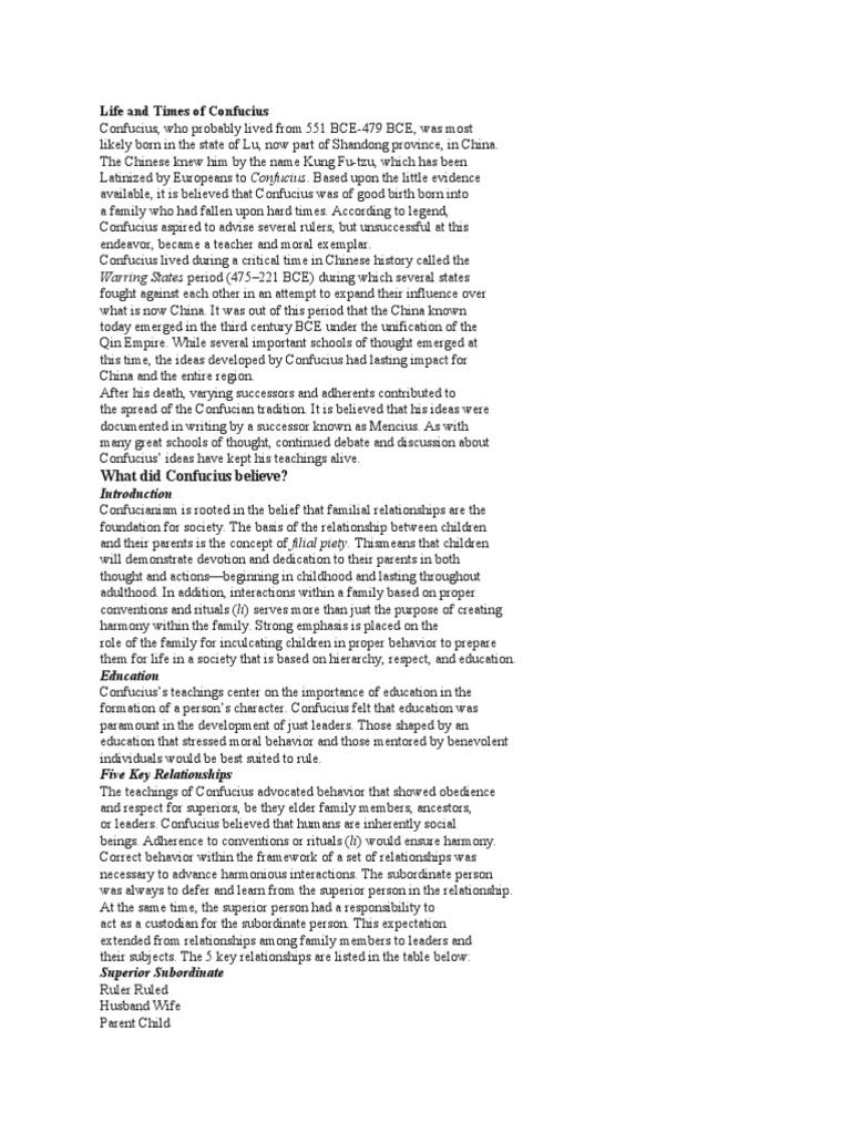 Confucius: Life, Beliefs, and Legacy | PDF | Confucianism | Confucius