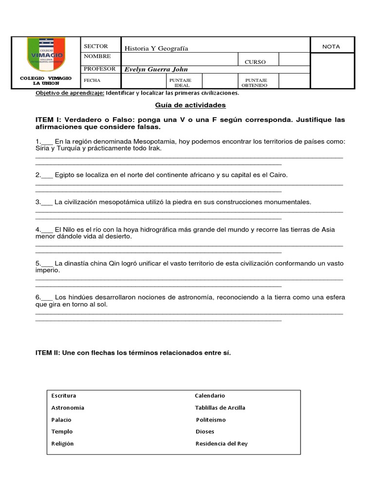 Guia Civilizaciones 7mo | PDF | Civilización | Antiguo Egipto