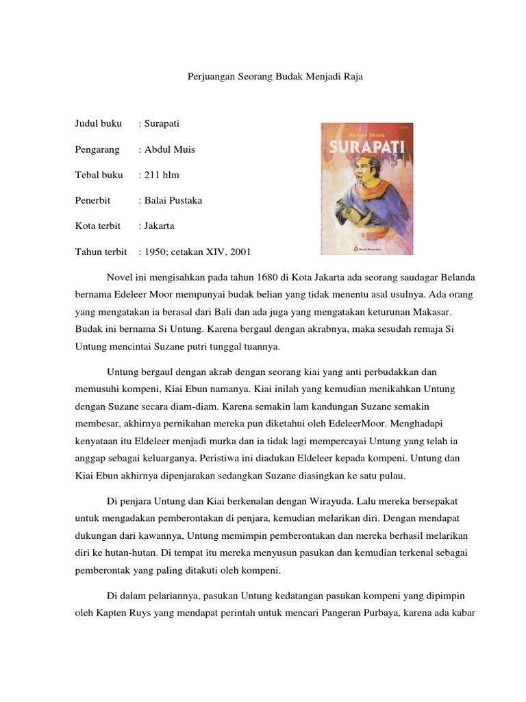 Biografi Untung Surapati dalam Novel | PDF