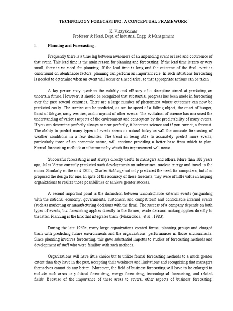 Technology Forecasting: A Conceptual Framework | PDF | Linear Trend Estimation | Forecasting