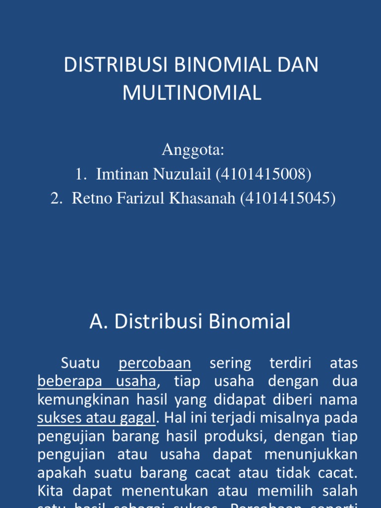 Distribusi Binomial Dan Multinomial | PDF | Sains & Matematika