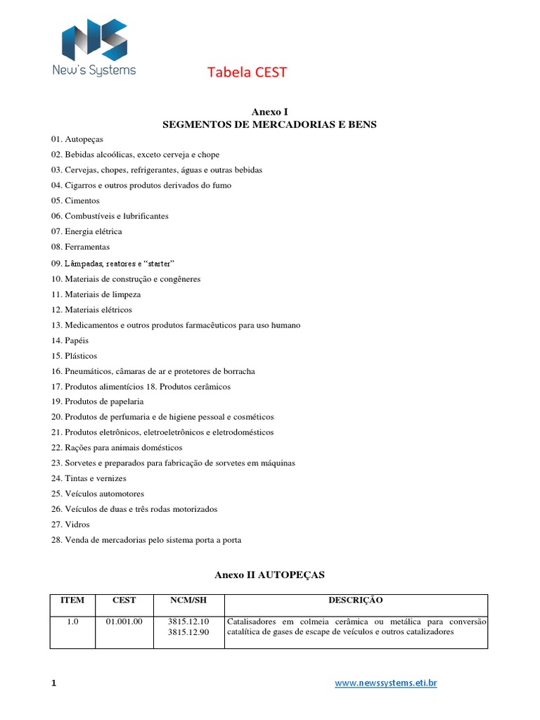 Tabela Cest PDF | PDF | Motores | Cerâmica
