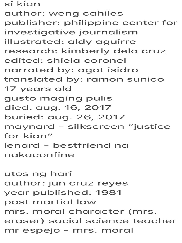 Si Kian: A Tribute to His Life | PDF | Social Science | Art