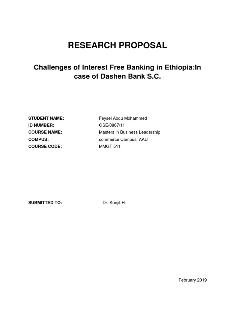 Research Proposa Title Page Konjit | PDF | Business | Finance & Money ...