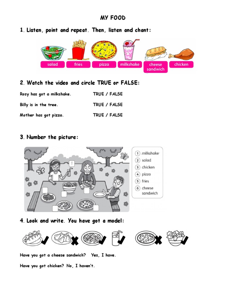 My Food 1. Listen, Point and Repeat. Then, Listen and Chant | PDF ...