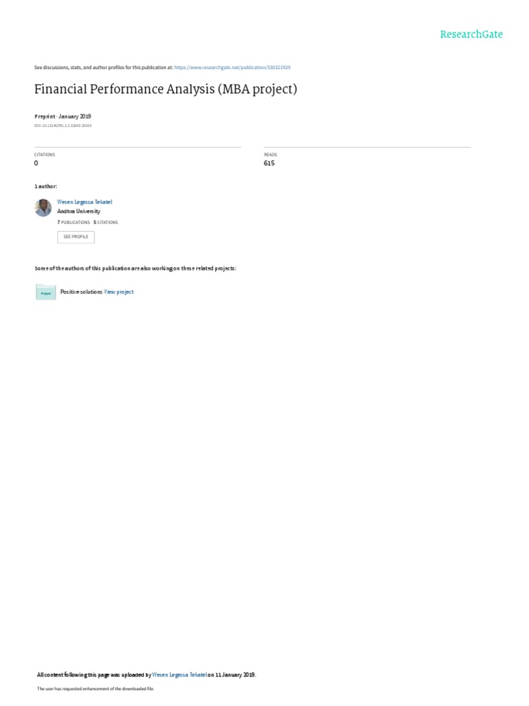 Financial Performance Analysis Mba Project | PDF | Revenue | Market ...