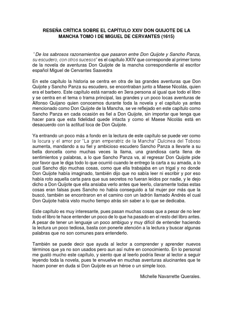 Reseña Critica Don Quijote | PDF | Don Quijote
