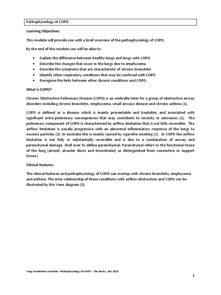Pathophysiology of COPD - The Basics | PDF | Respiratory Tract ...