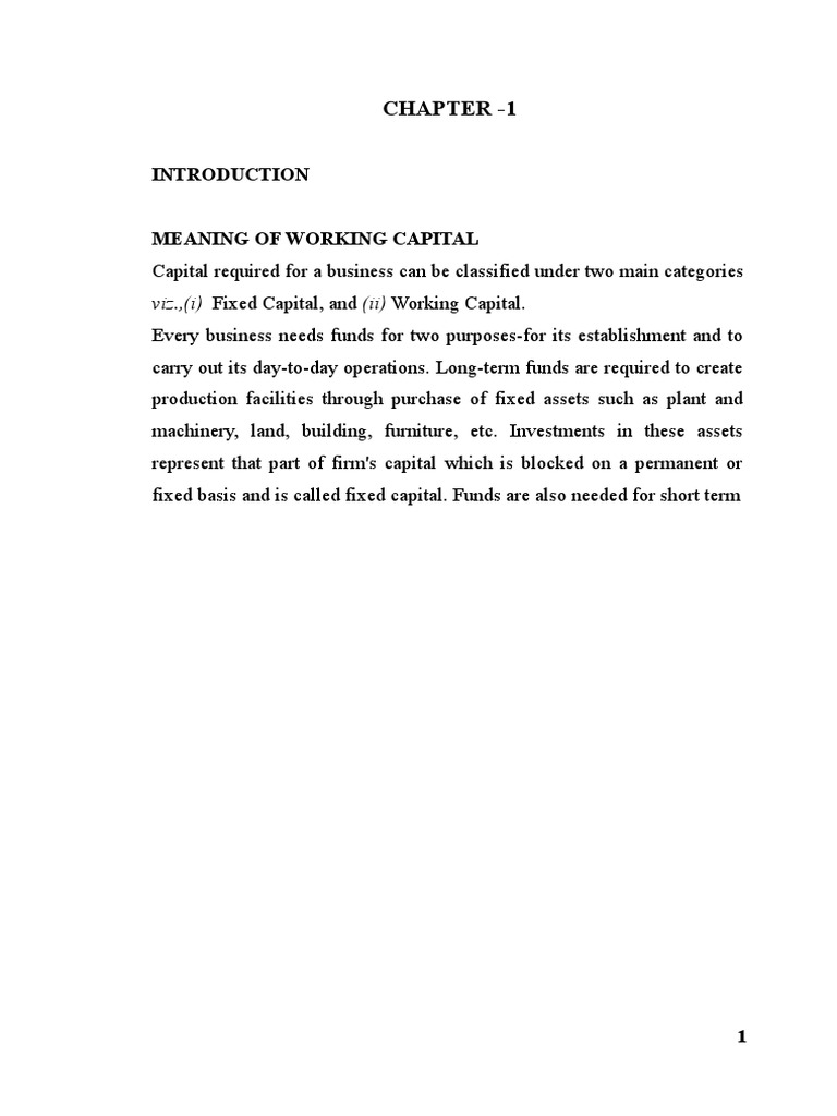 Meaning and Importance of Working Capital | PDF
