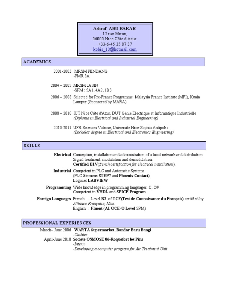 CV Ashraf Abu BakarUMP | PDF