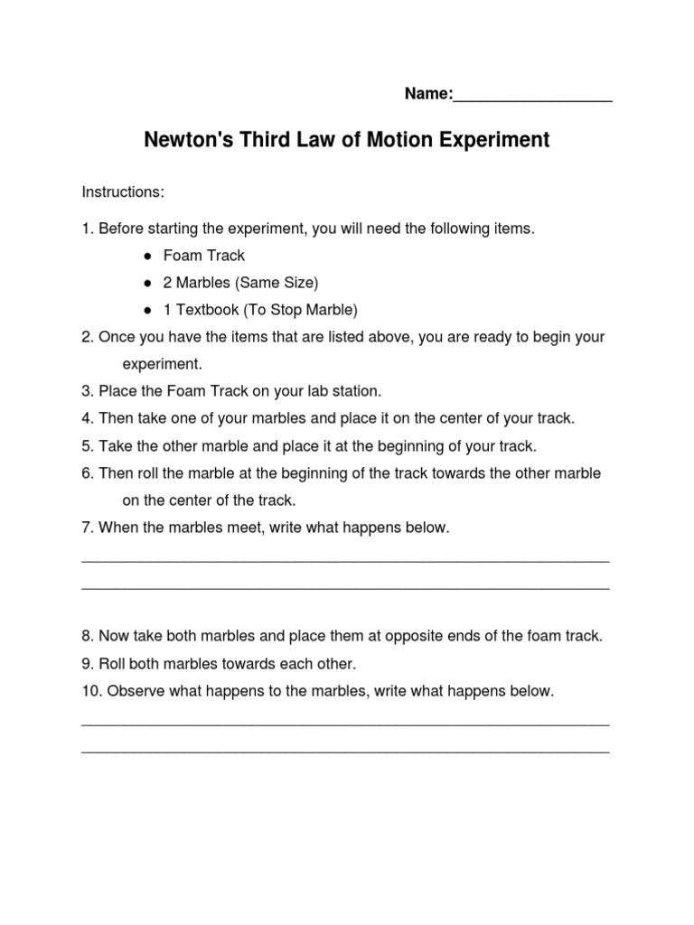 Newton's Third Law Experiment Guide | PDF | Teaching Methods & Materials