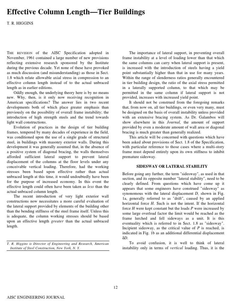 Effective Column Length-Tier Buildings: As Much Discussion (And ...