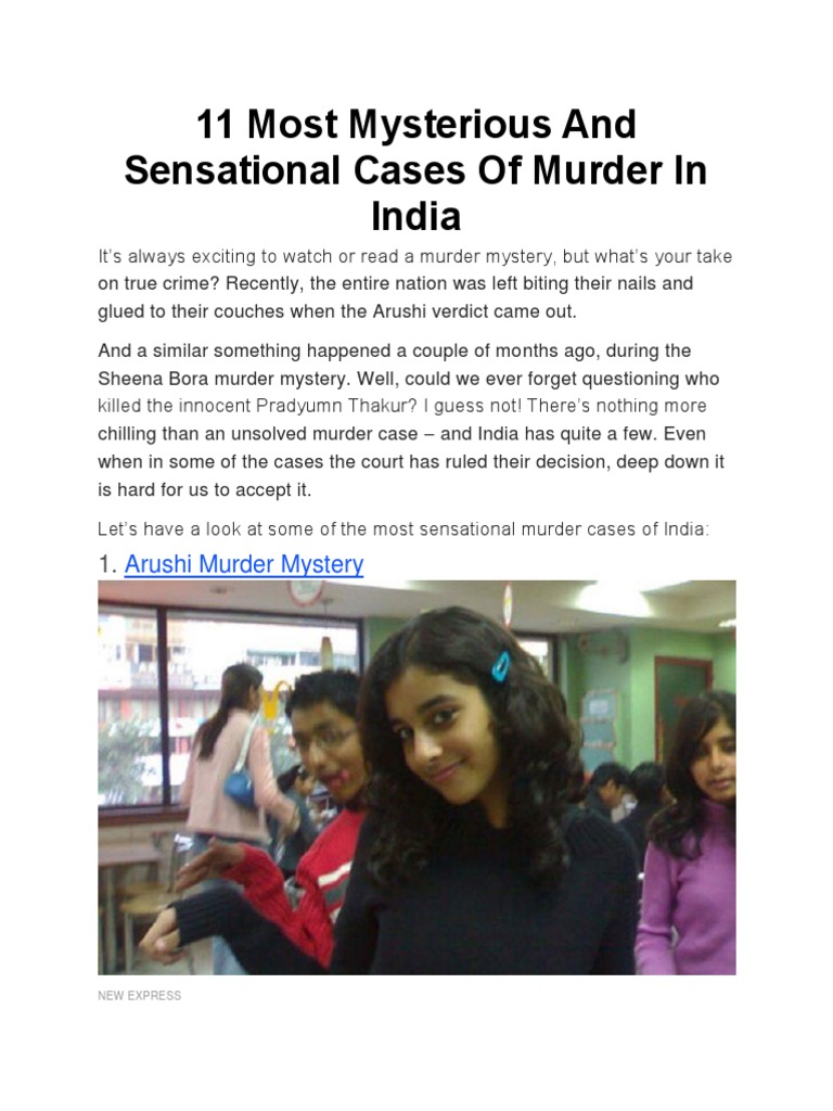 11 Most Mysterious and Sensational Cases of Murder in India | PDF ...