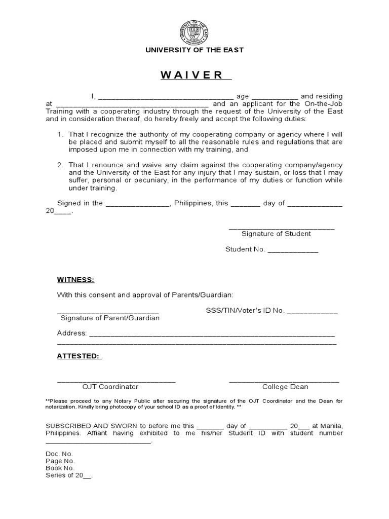 OJT Waiver | PDF