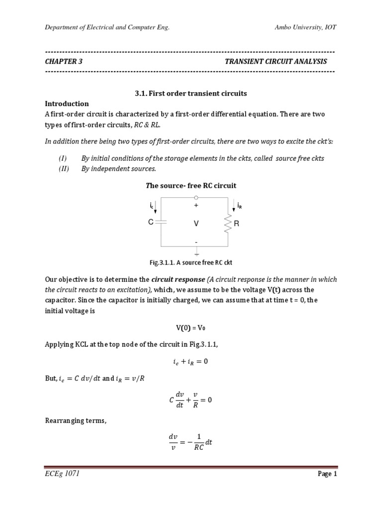 First Order Transient Circuit Analysis | PDF | Electrical Network ...