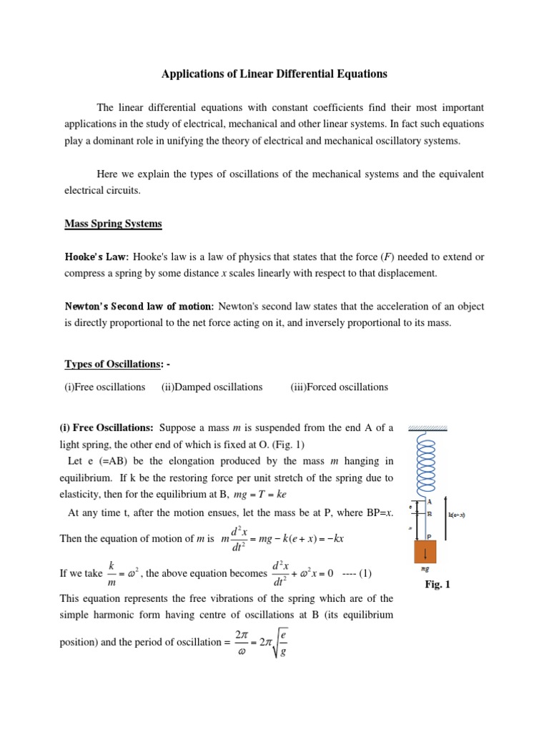 Applications of Linear Differential Equations | PDF | Electrical ...
