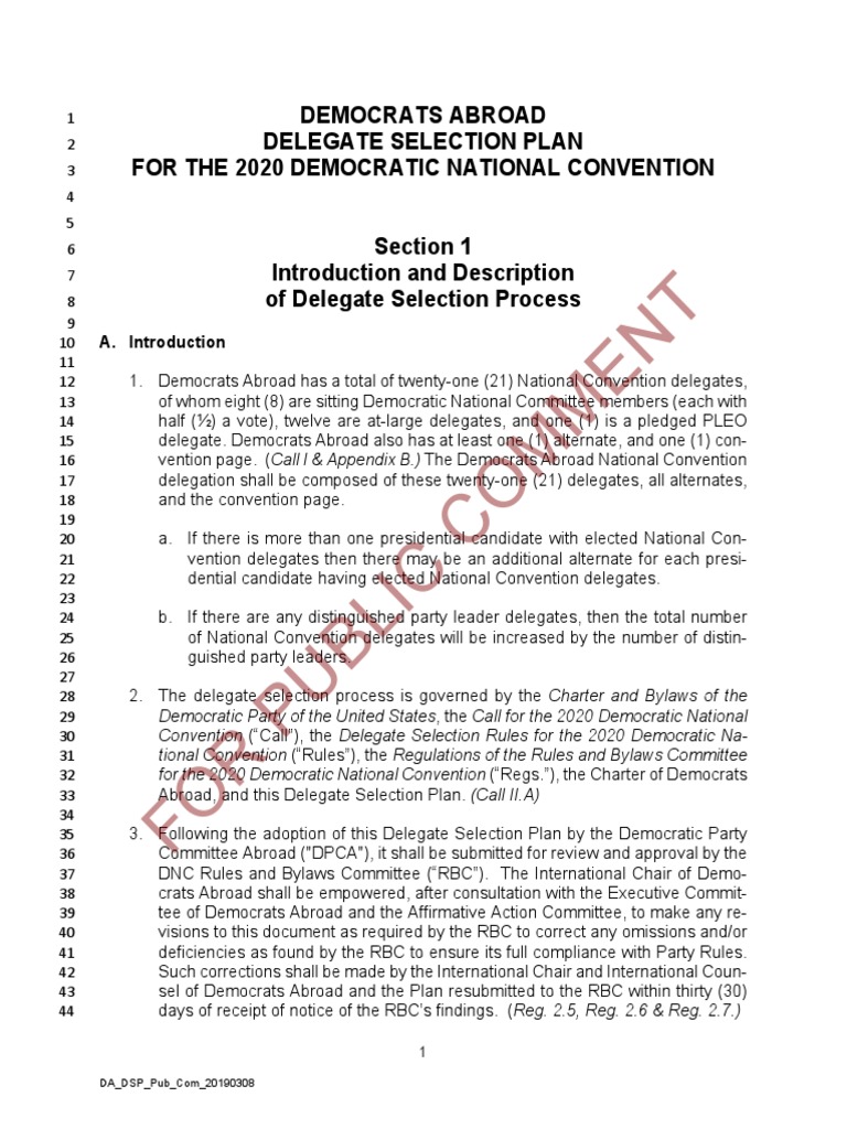 Dems - Abroad 2020.DRAFT - Delegate.selection - Plan | PDF | Primary ...