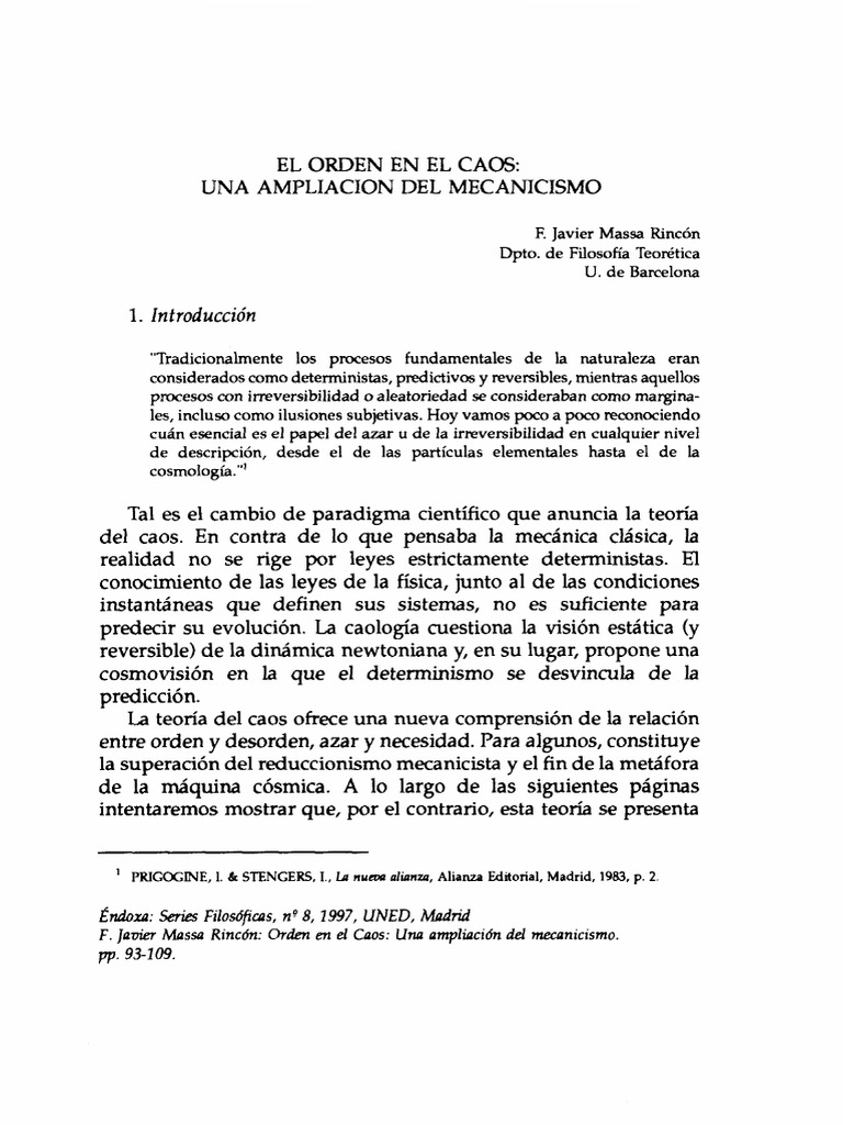 El Orden en El Caos PDF | PDF | Teoría del caos | Fuerza