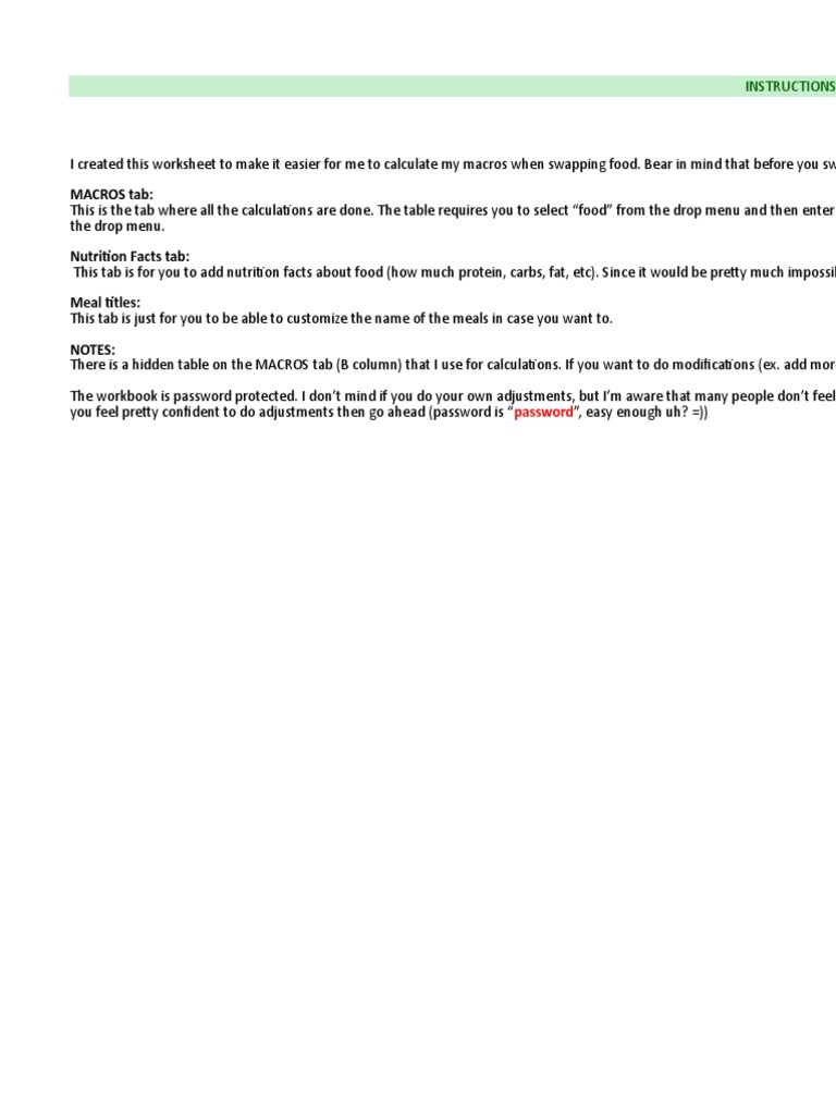 Adjusting Macros: A Customizable Macro Tracking Worksheet for Meal ...