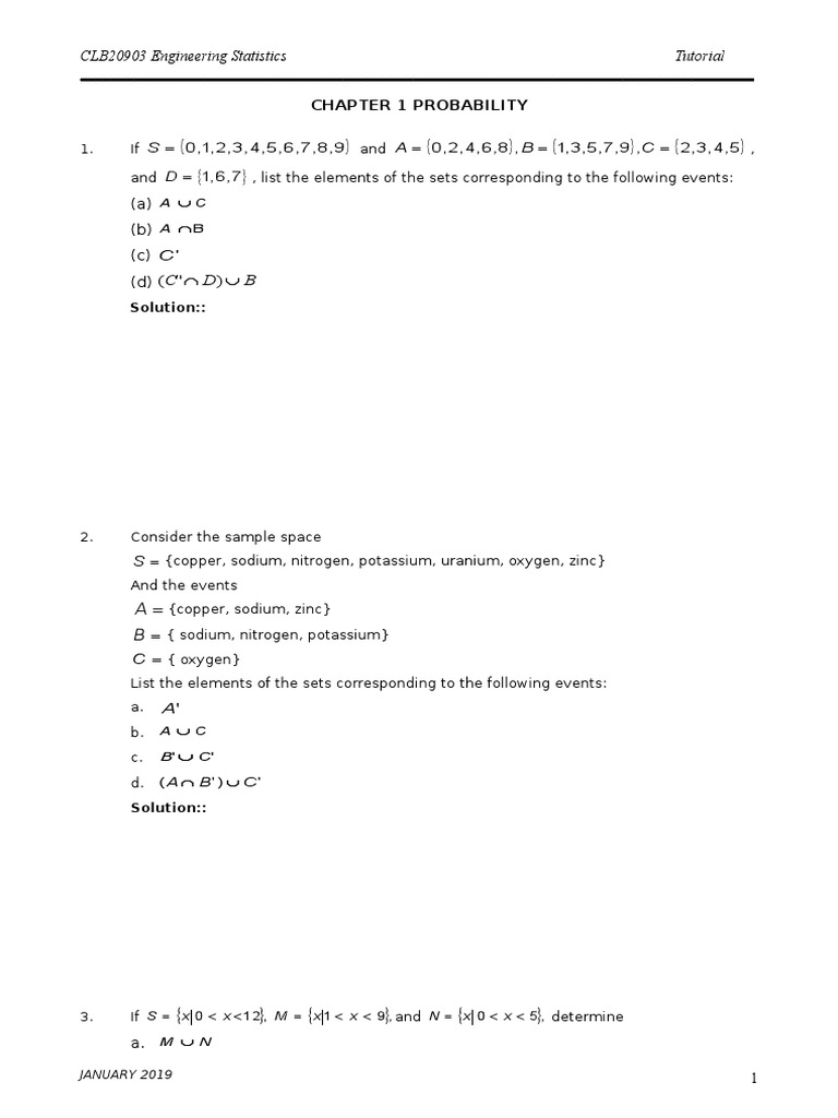 Tutorial 1 Statistic | PDF | Probability | Expected Value