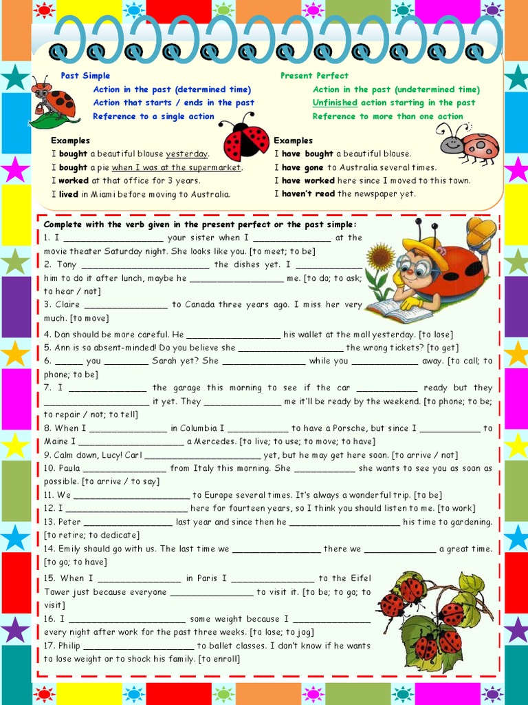 3521 Present Perfect Vs Past Simple Grammar Rules Examples Exercises 2 ...