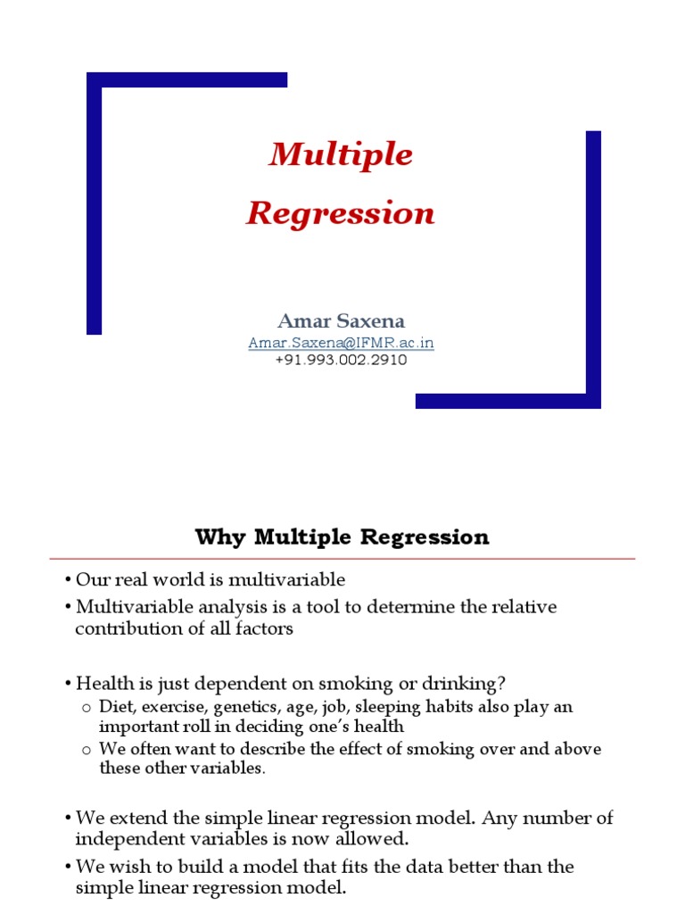 Multiple Regression | PDF | Regression Analysis | Errors And Residuals
