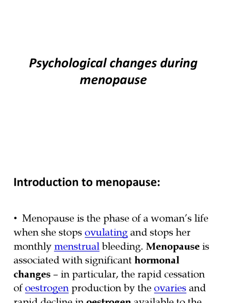 Psychological Changes During Menopause Pdf Menopause Mood Disorders