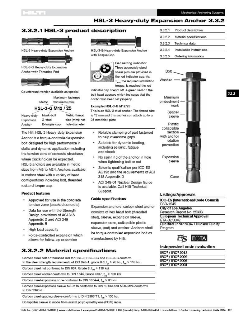 Hilti HSL-3-G | PDF | Nut (Hardware) | Screw