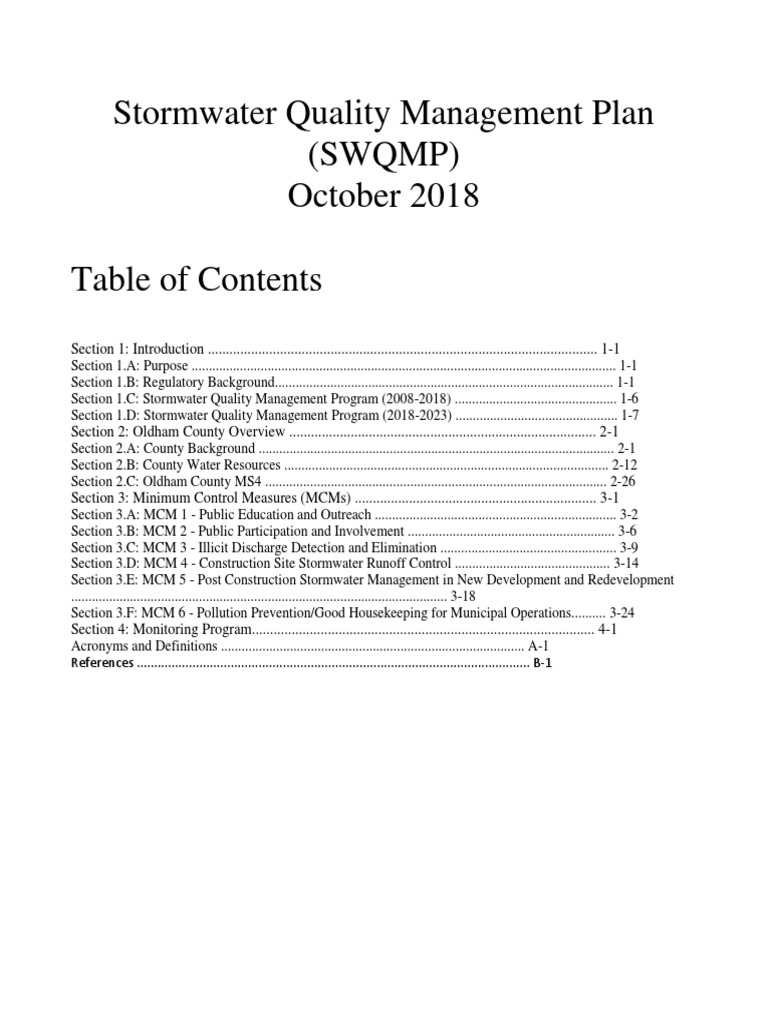 Table of Contents | PDF | Clean Water Act | Stormwater