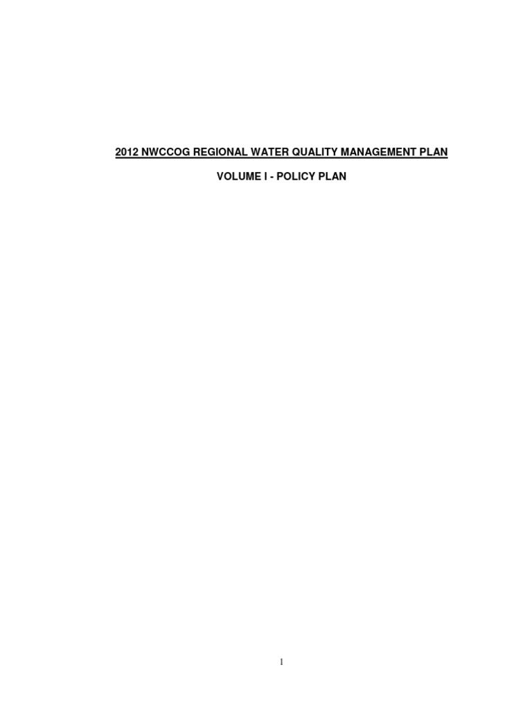 2012 Nwccog Regional Water Quality Management Plan Volume I - Policy ...