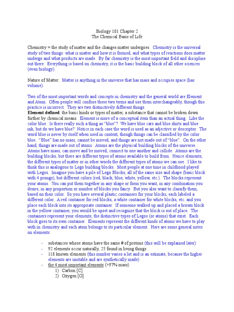 The Chemical Basis of Life: An Introduction to the Fundamental Role of ...