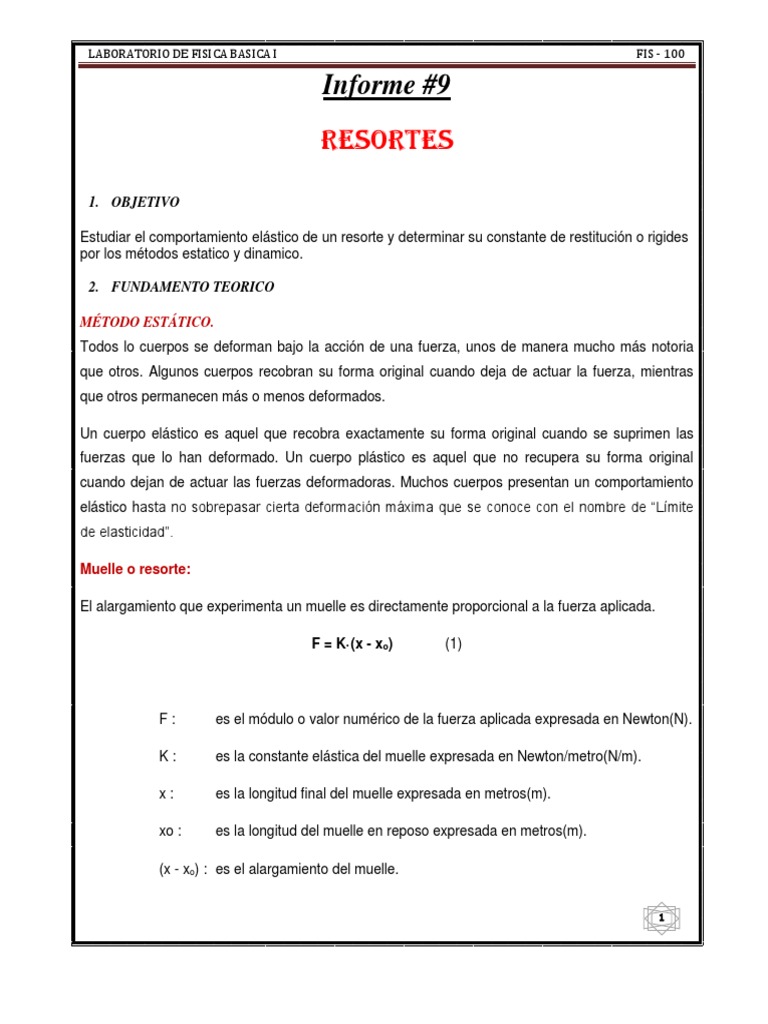 Determining Spring Constants Through Static and Dynamic Methods | PDF ...