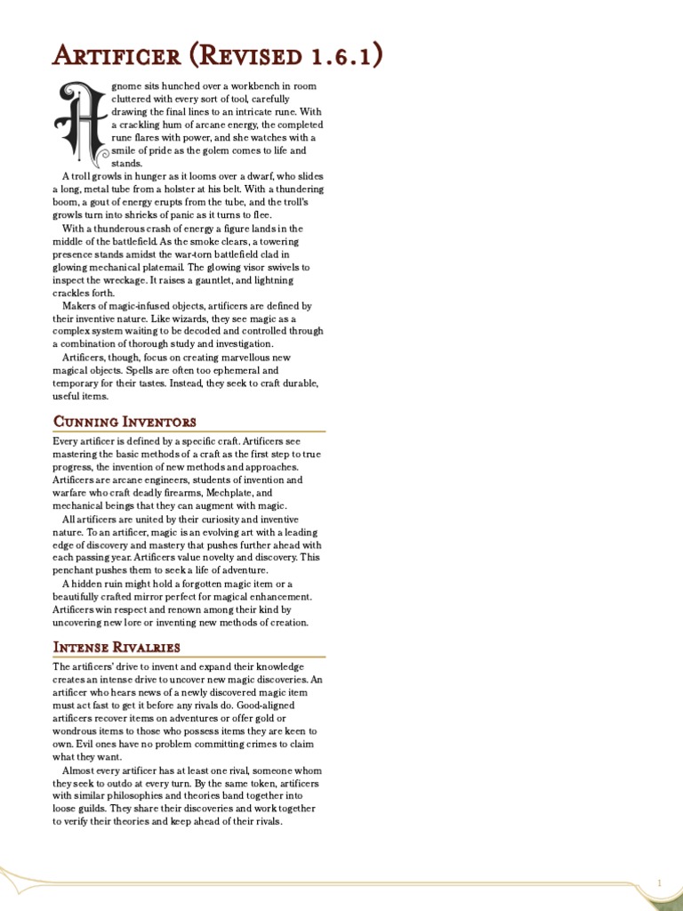 Revised Artificer - Print Version - GM Binder v1.6.1 PDF | PDF | Leisure | Nature