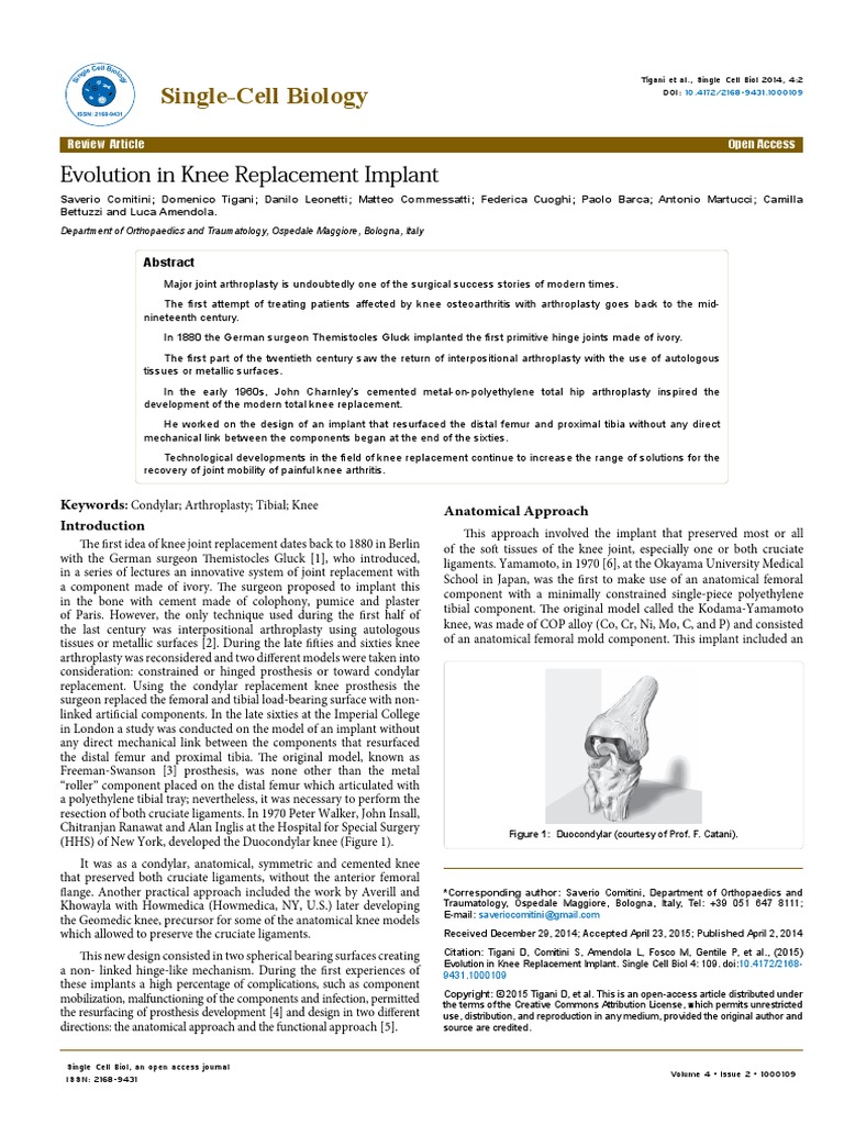 Evolution in Knee Replacement Implant | PDF | Knee | Anatomical Terms ...