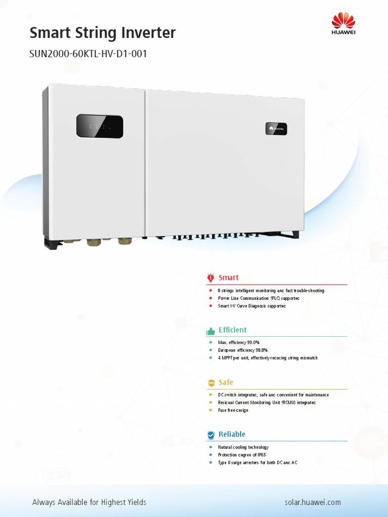Sun2000 60KTL HV D1 001 | Download Free PDF | Alternating Current | Power Inverter