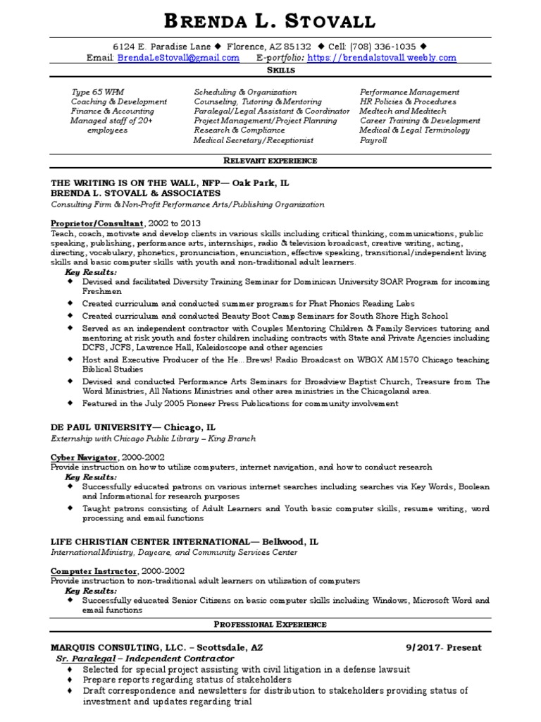 Brenda Stovall: Paralegal & Educator Expertise | PDF | Mobile App ...