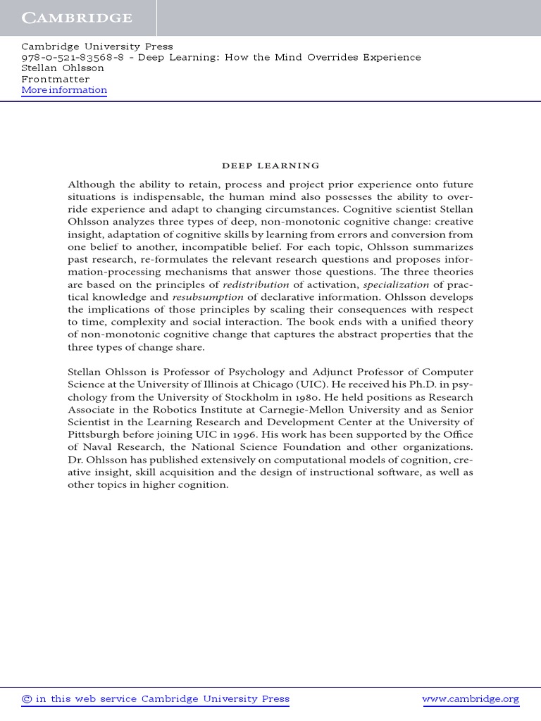 Deep Learning Frontmatter | PDF | Mind | Creativity