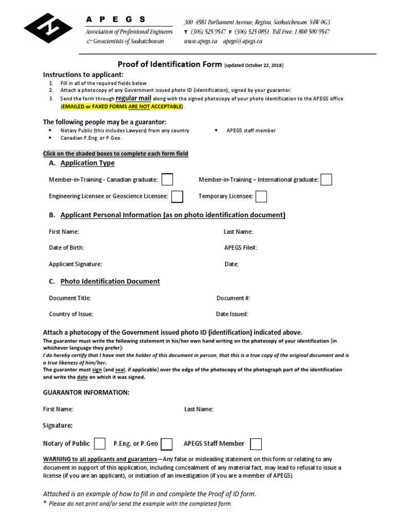 Proof of Identification Form Instructions | PDF | Photocopier ...