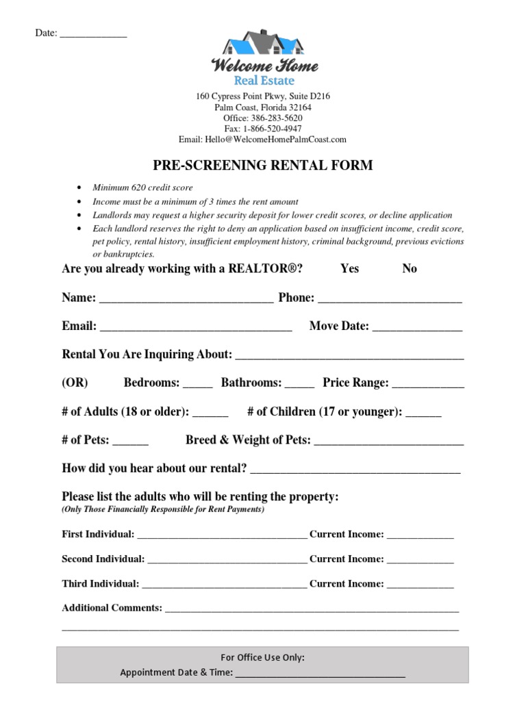 Tenant Pre-Screening Rental Form | PDF